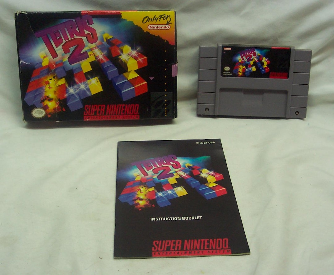 Vintage 1992 TETRIS 2 Super Nintendo SNES Video Game Cart Cartridge ...