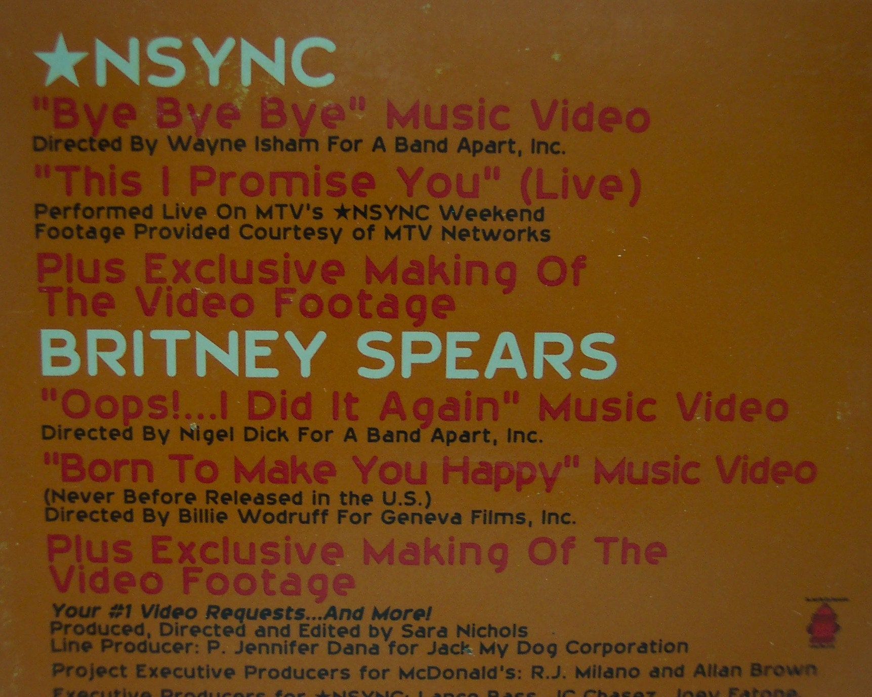 Vintage 2000 BRITNEY SPEARS NSYNC Your 1 Video Requests Promo Vhs Video ...