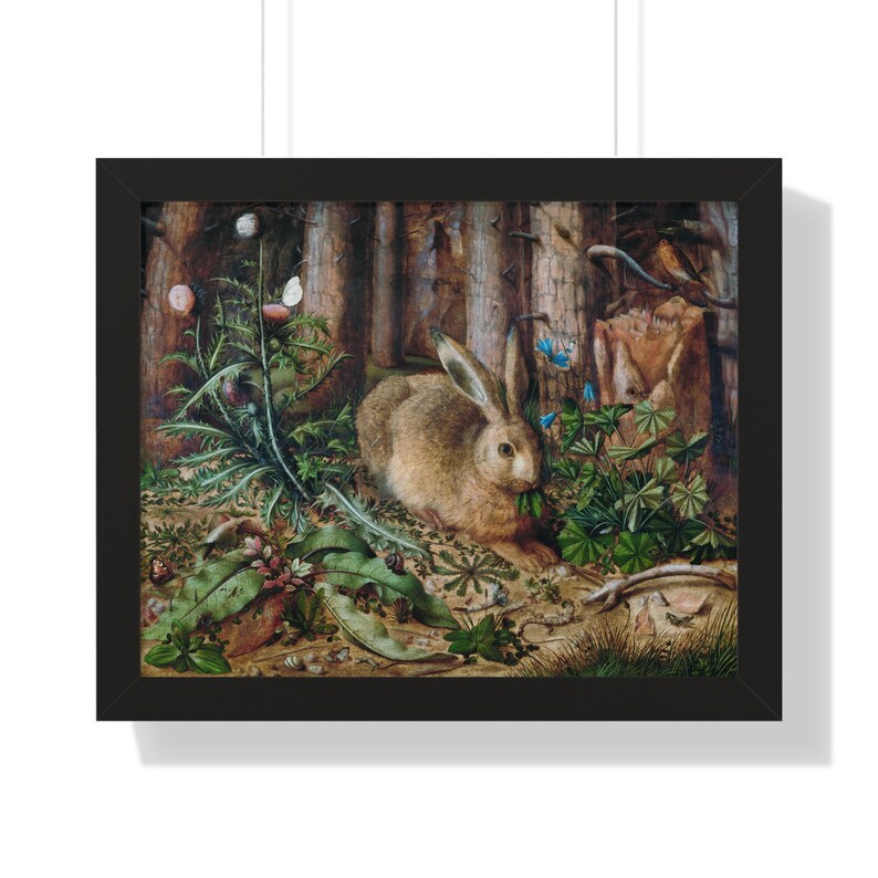 Framed Fine Art, A Hare in the Forest 1585 by Hans Hoffmann, Mushrooms ...