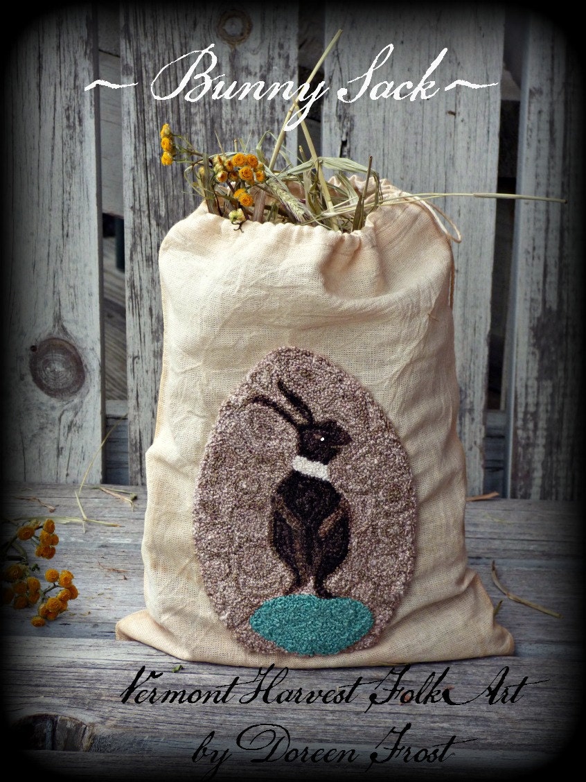 Primitive Punch Needle PDF Instant Pattern Spring Bunny Sacks - Etsy