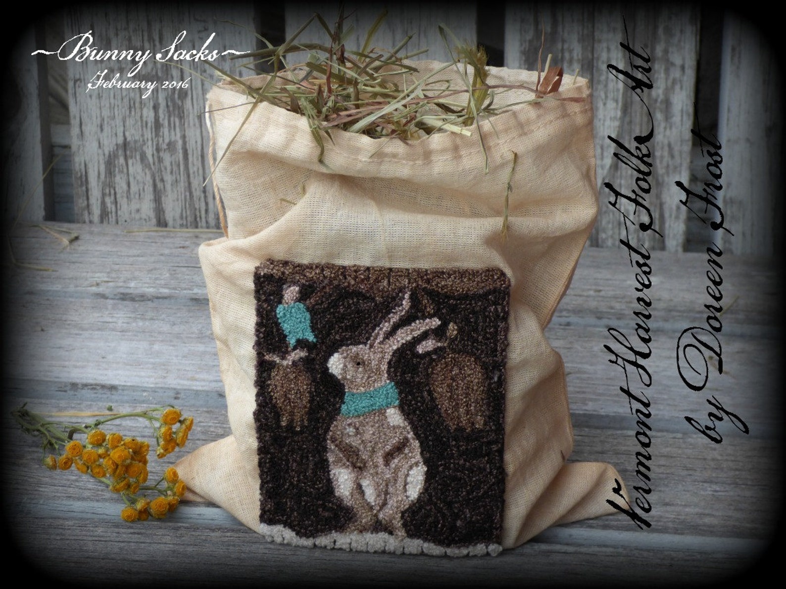 Primitive Punch Needle PDF Instant Pattern Spring Bunny Sacks - Etsy