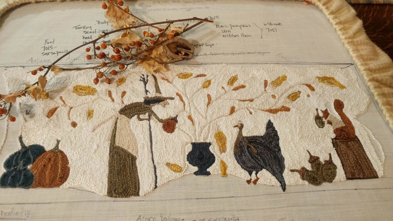 Autumn on Acorn Farm PDF Pattern. Primitive Punch Needle. Autumn ...
