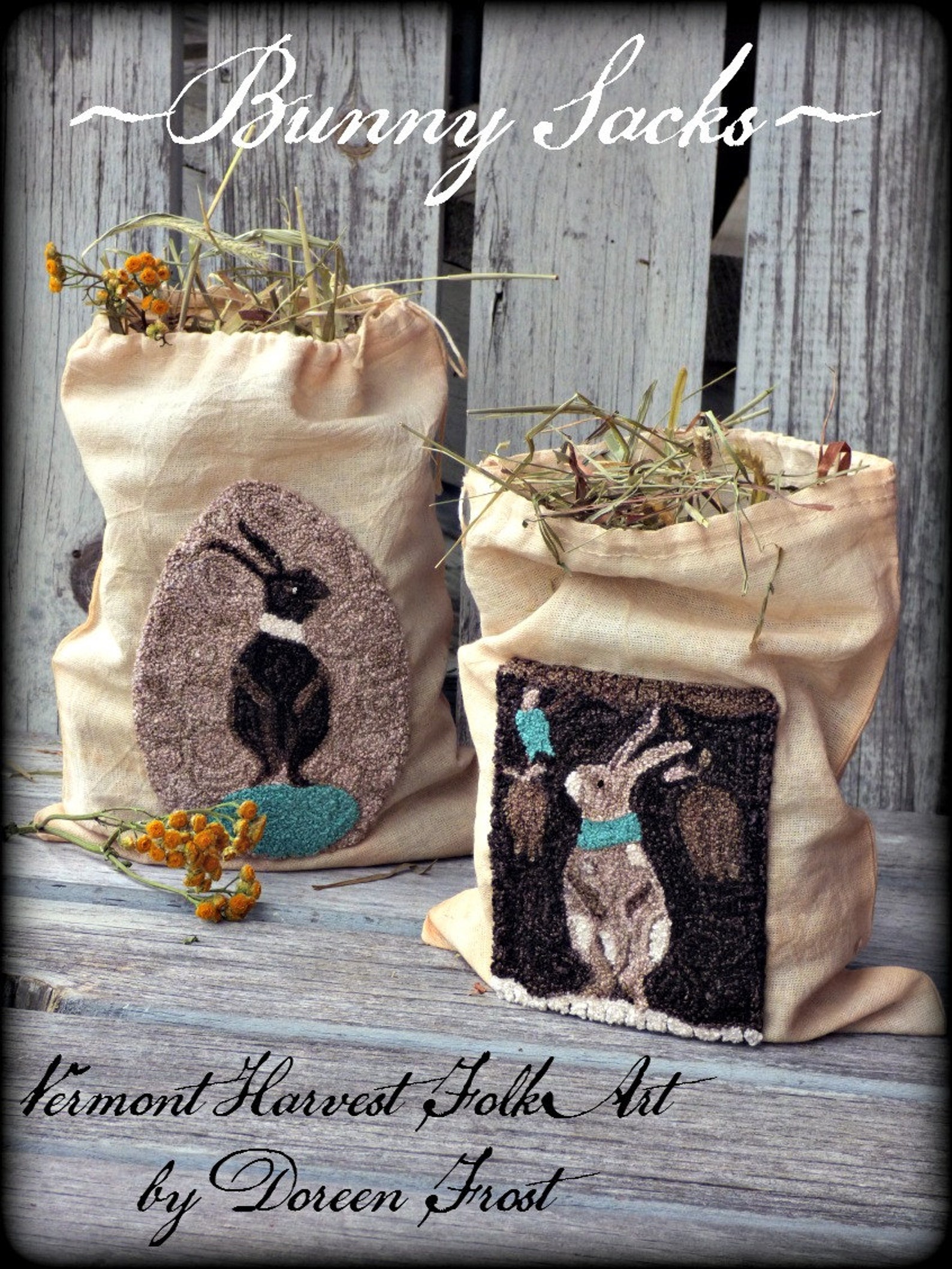 Primitive Punch Needle PDF Instant Pattern Spring Bunny Sacks - Etsy