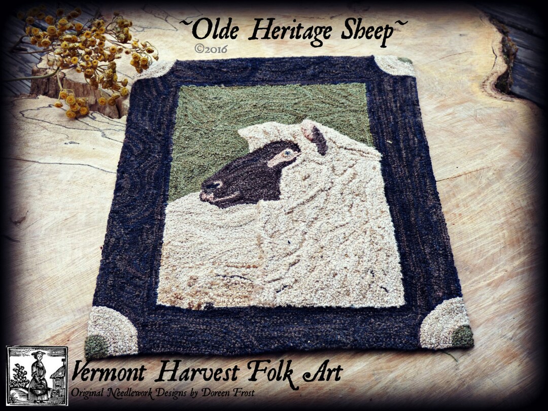 Olde Heritage Sheep, Primitive Punch Needle Embroidery PDF Pattern by ...