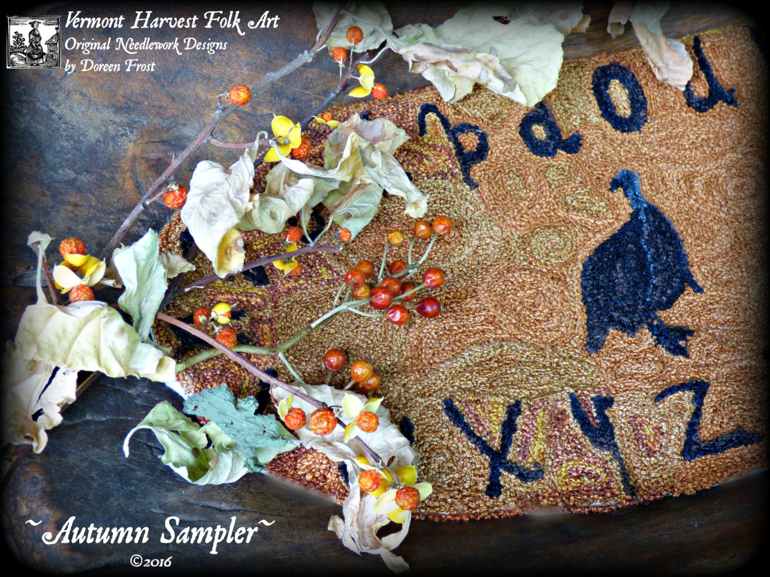 Primitive Punch Needle Embroidery Autumn Sampler Pattern by Doreen ...