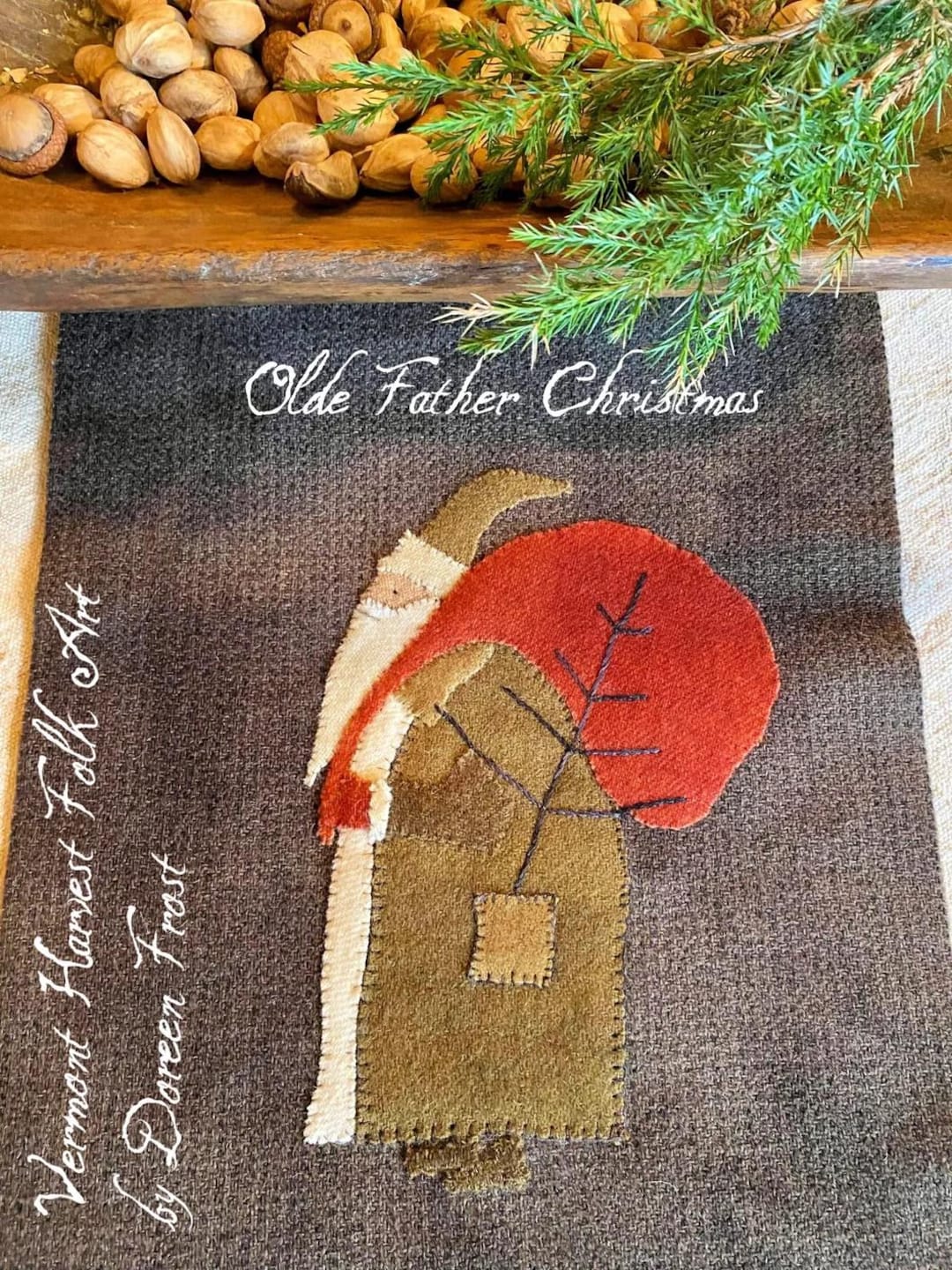 Olde Father Christmas Wool Applique Design Paper Template + Supply List ...