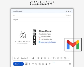 Gmail E-mail Signature Template, Clickable Email Signature Gmail, Clickable Link Icon ...
