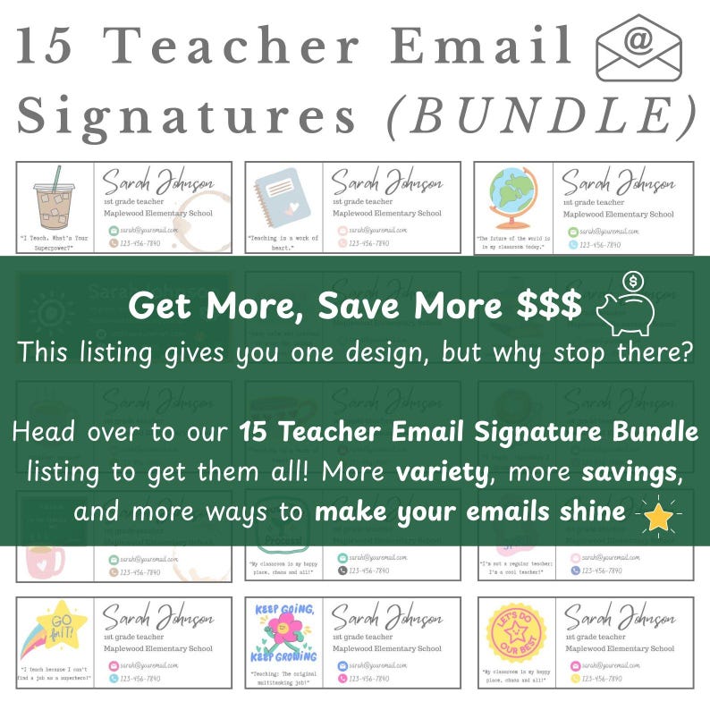 Teacher Email Signature Template Canva: Customizable Design (digital ...