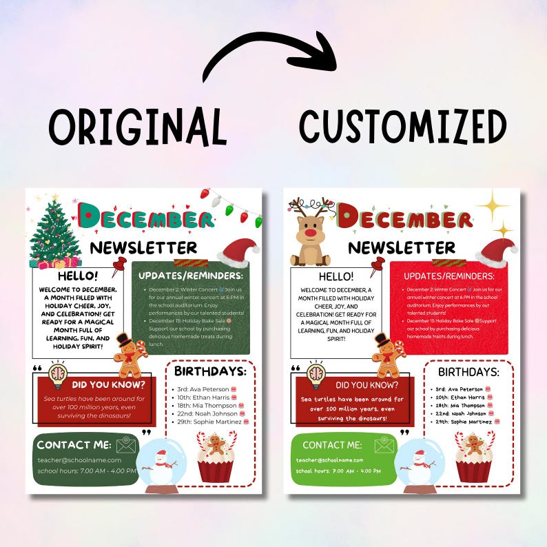 Monthly Teacher Newsletter Template: Elementary School, Canva (PDF) - Etsy