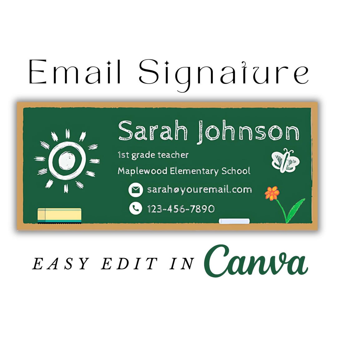 Teacher Email Signature, Email Signature Template Canva, Email Footer ...