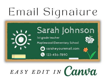 Teacher Email Signature, Email Signature Template Canva, Gmail ...