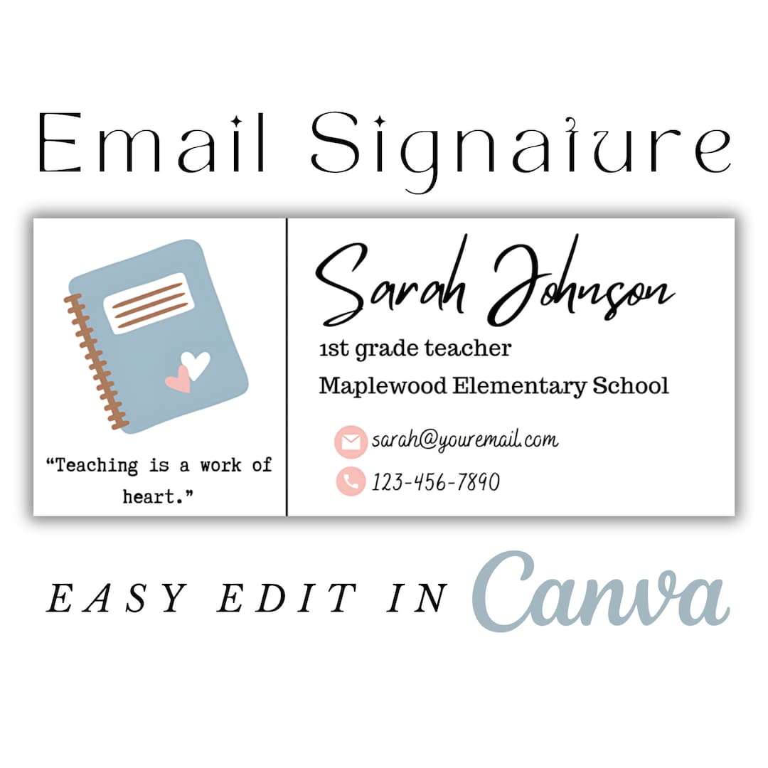 Teacher Email Signature Template Canva: Customizable Design (digital ...
