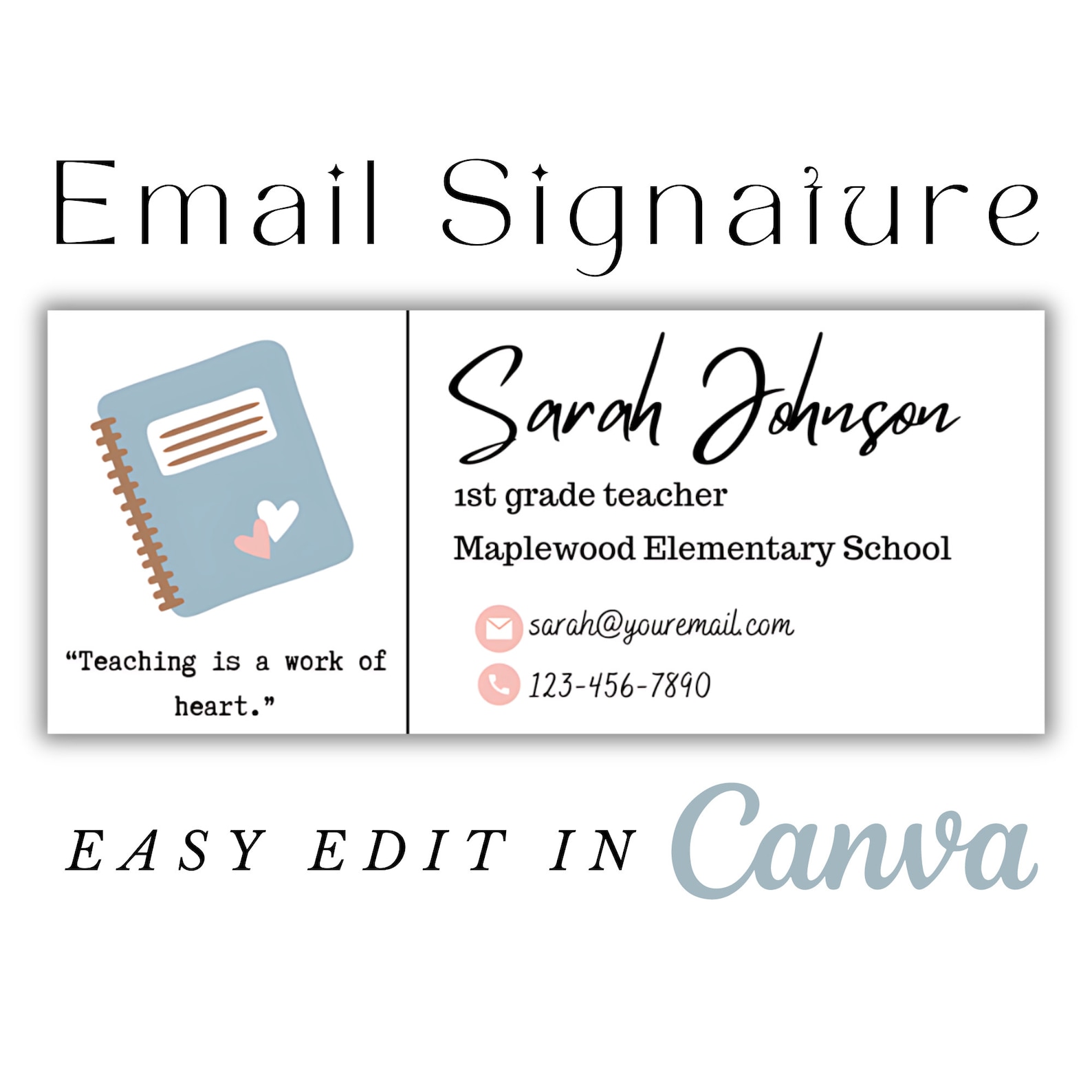 Teacher Email Signature Template Canva: Customizable Design (digital ...