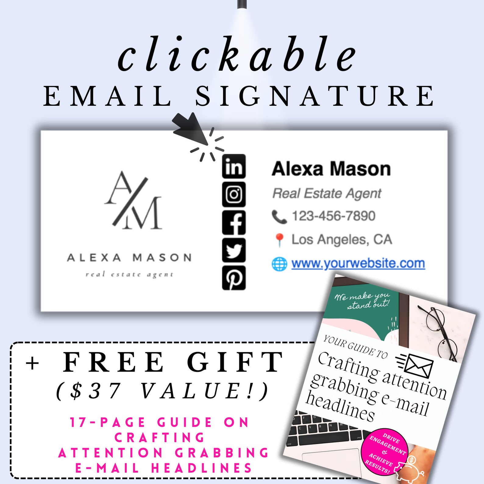 Gmail E-mail Signature Template, Clickable Email Signature Gmail ...