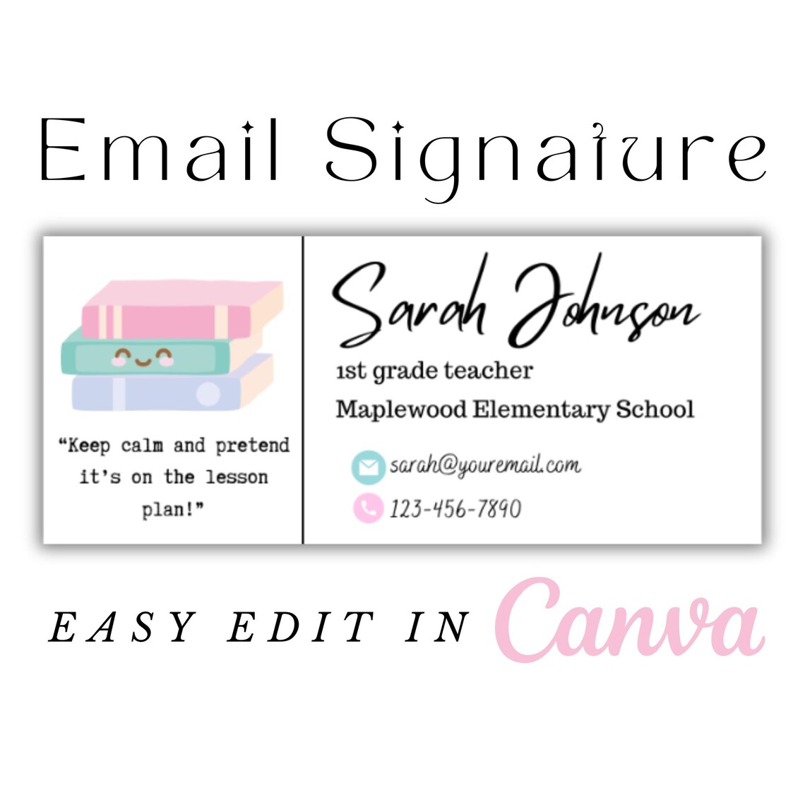 Teacher Email Signature Pastel, Email Signature Template Canva, Gmail ...