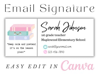 Teacher Email Signature, Email Signature Template Canva, Gmail ...