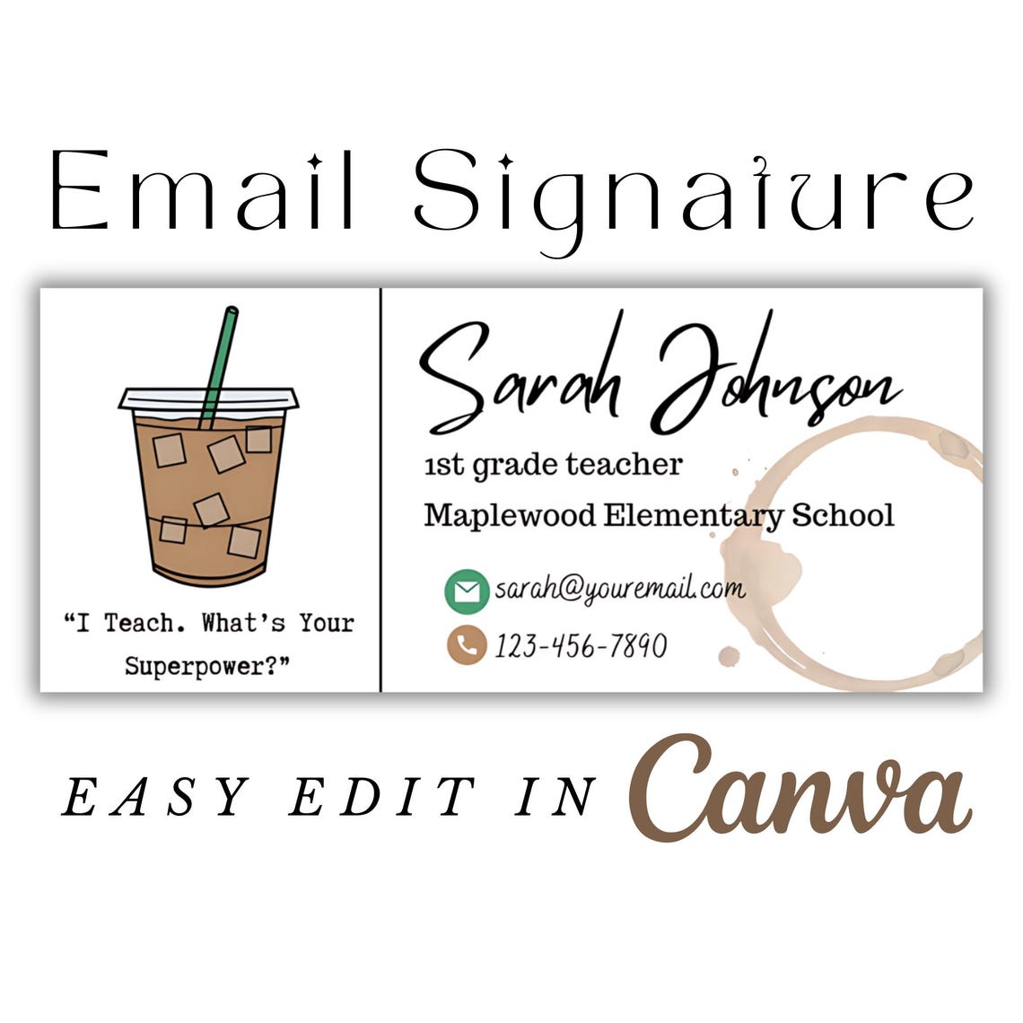 Teacher Email Signature, Email Signature Template Canva, Gmail ...