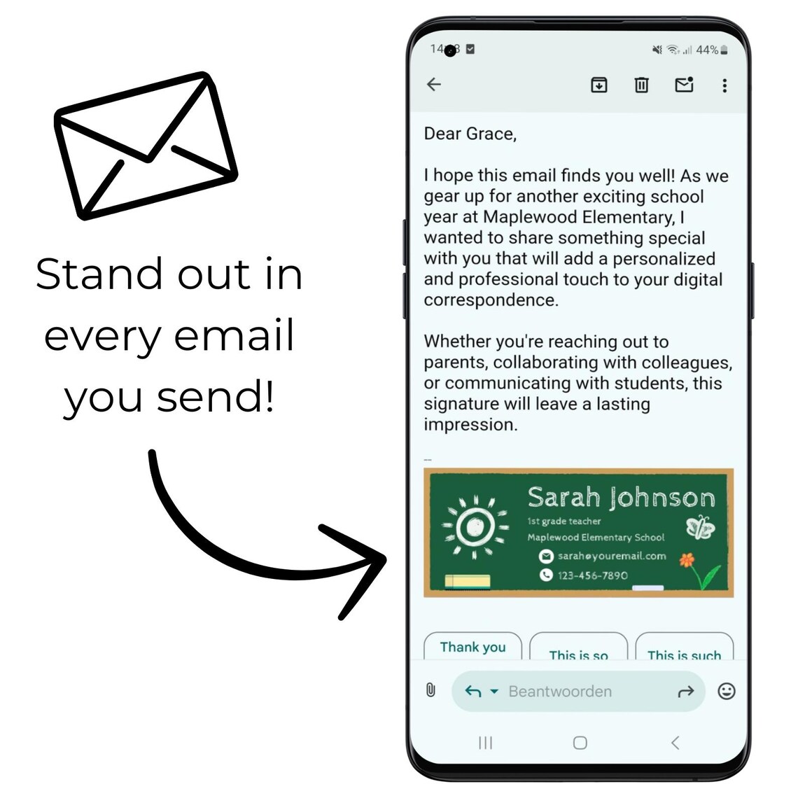 Teacher Email Signature Template: Chalkboard Style, Customizable Canva ...