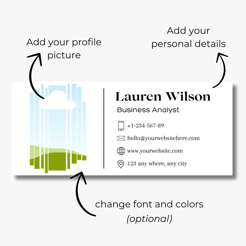 Email Signature Template for Gmail Canva Editable Minimalist Email ...