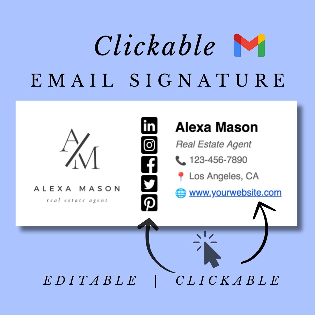 Gmail E-mail Signature Template, Clickable Email Signature Gmail ...