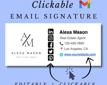 Gmail E-mail Signature Template, Clickable Email Signature Gmail, Clickable Link Icon ...