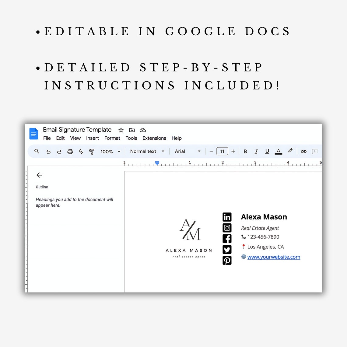 Gmail E-mail Signature Template, Clickable Email Signature Gmail ...