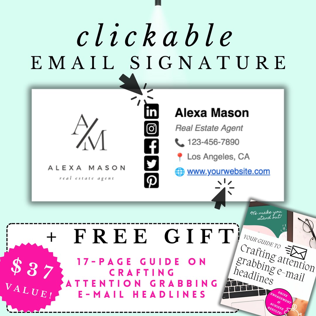 Gmail E-mail Signature Template, Clickable Email Signature Gmail ...