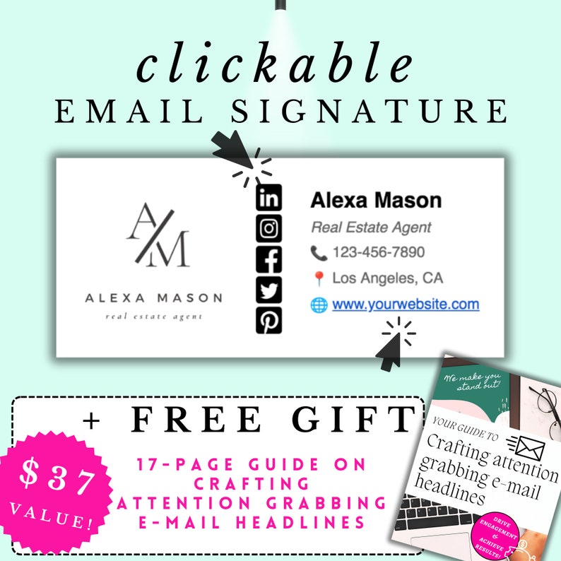 Gmail E-mail Signature Template, Clickable Email Signature Gmail ...