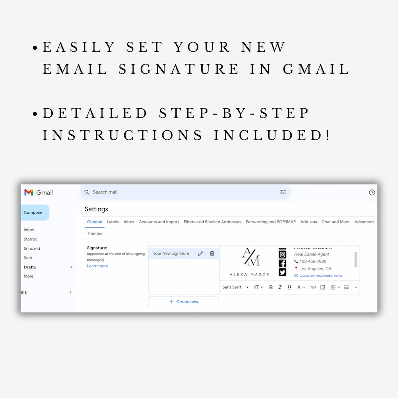 Gmail E-mail Signature Template, Clickable Email Signature Gmail ...