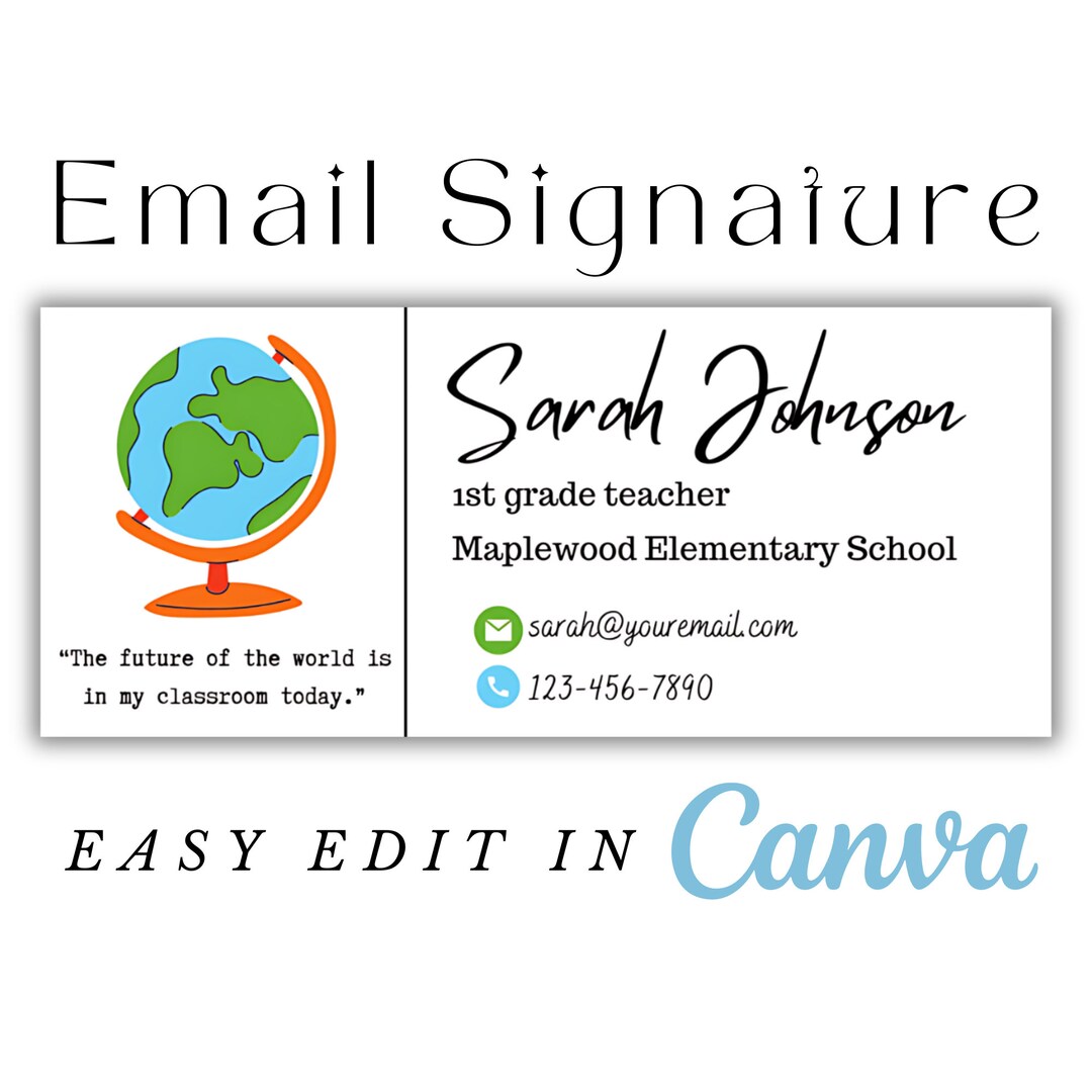 Teacher Email Signature, Email Signature Template Canva, Gmail ...
