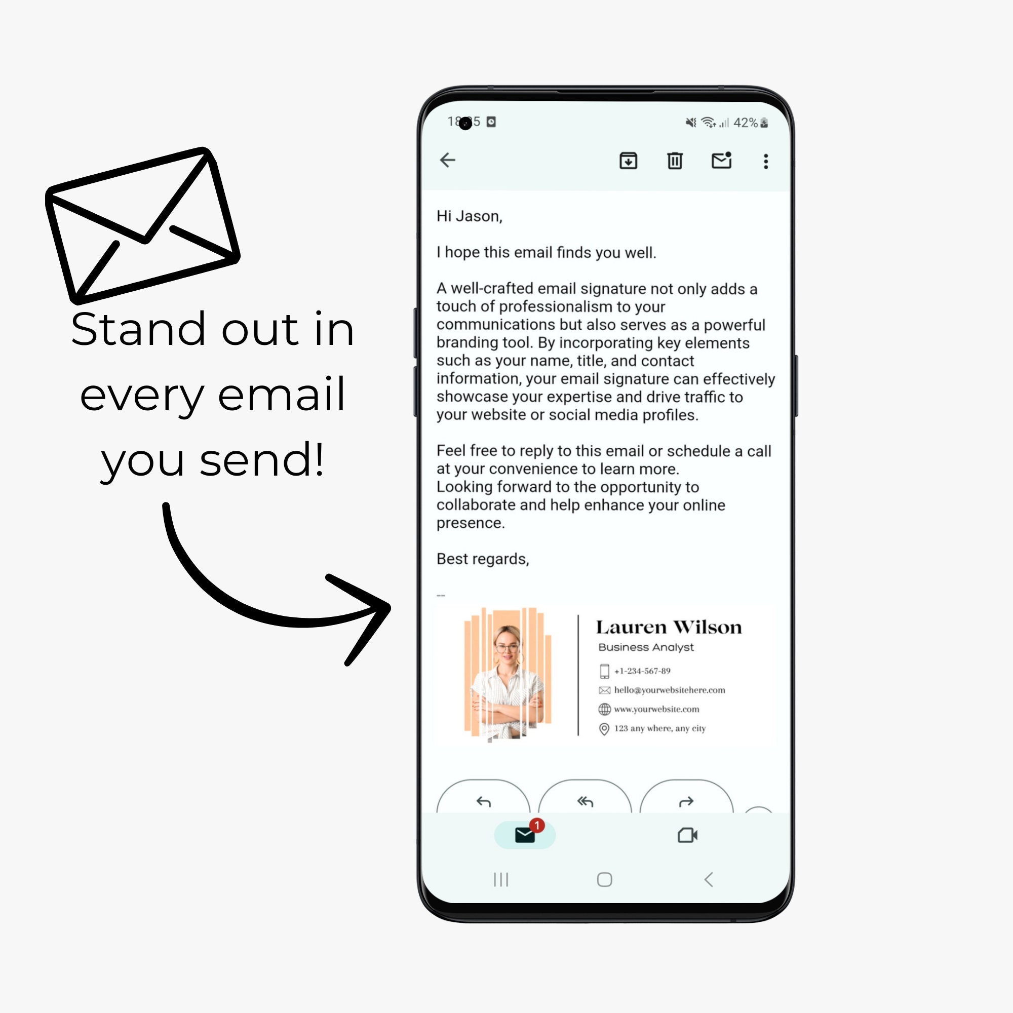 Email Signature Template for Gmail Canva Editable Minimalist Email ...