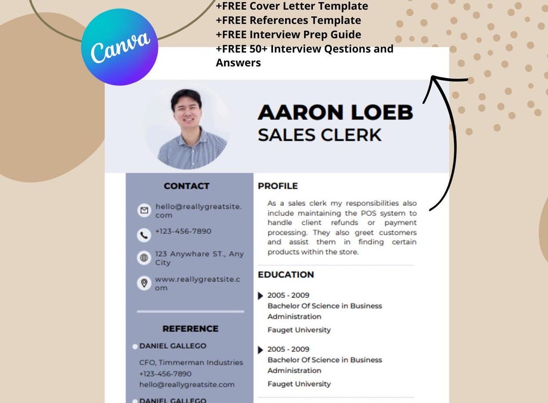 Sales Clerk Resume Template Salesman CV Editable Sales CV With Photo ...