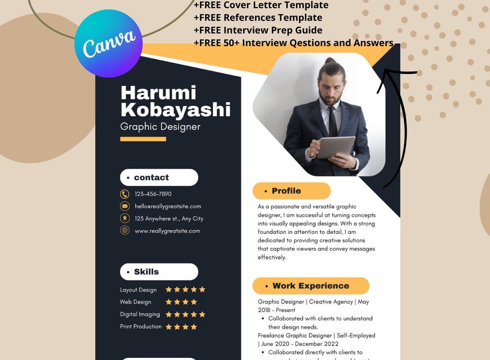 Graphic Designer Resume Editable CV Form Resume Template With Photo ...