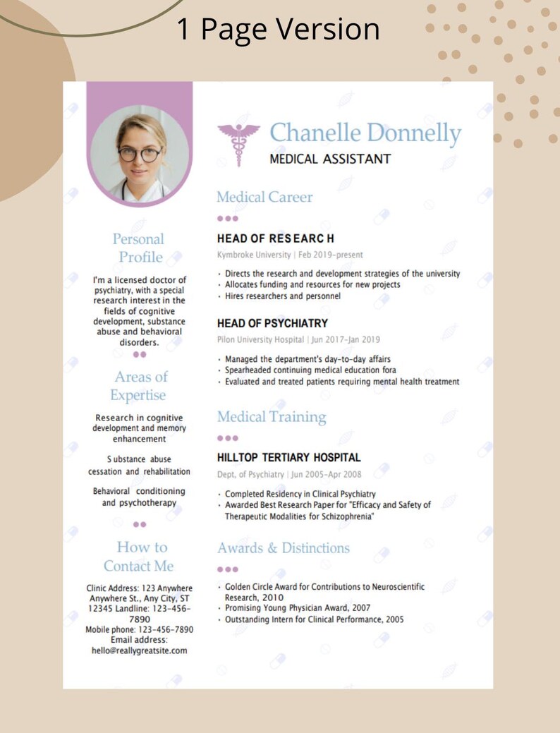 Medical Assistant CV Medical Professional Template Word Medical ...