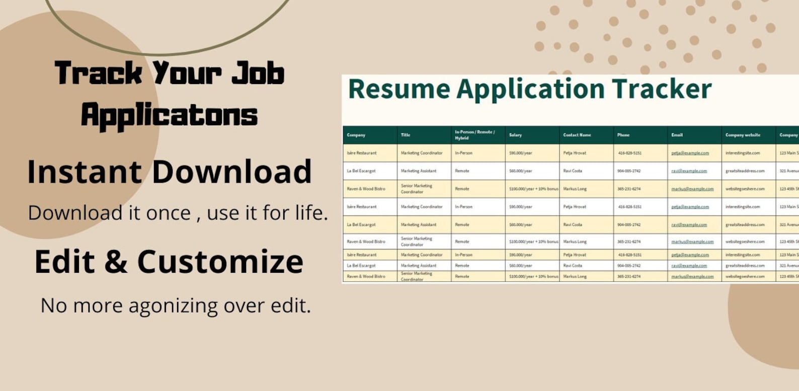 Job Tracker Template Job Application Tracker Job Tracker Excel Job ...