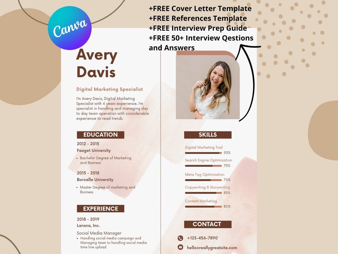 Marketing Specialist Resume Template Editable Resume Editable CV ...