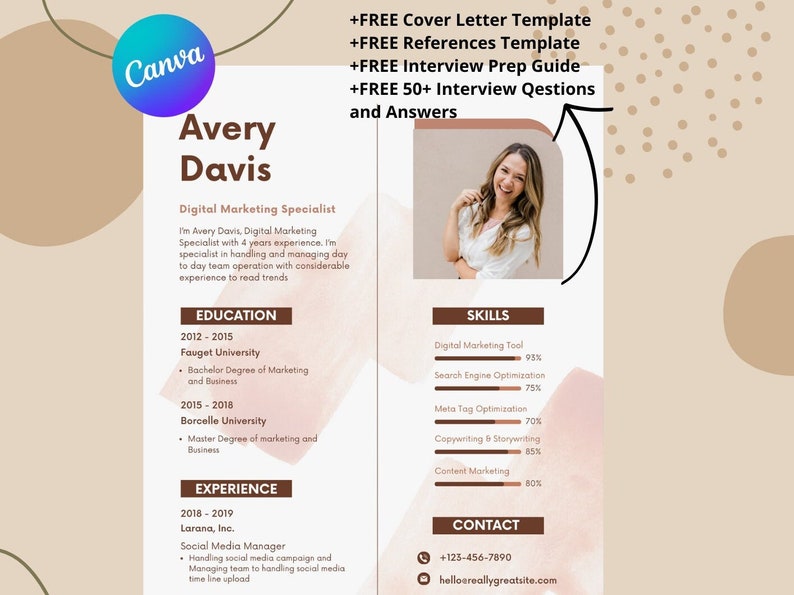 Marketing Specialist Resume Template Editable Resume Editable CV ...