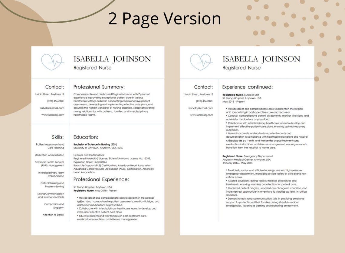 Nurse Resume Template Word Nursing Resume LPN Resume RN Resume Medical ...