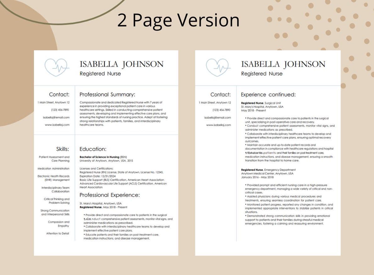 Nurse Resume Template Word Nursing Resume LPN Resume RN Resume Medical ...