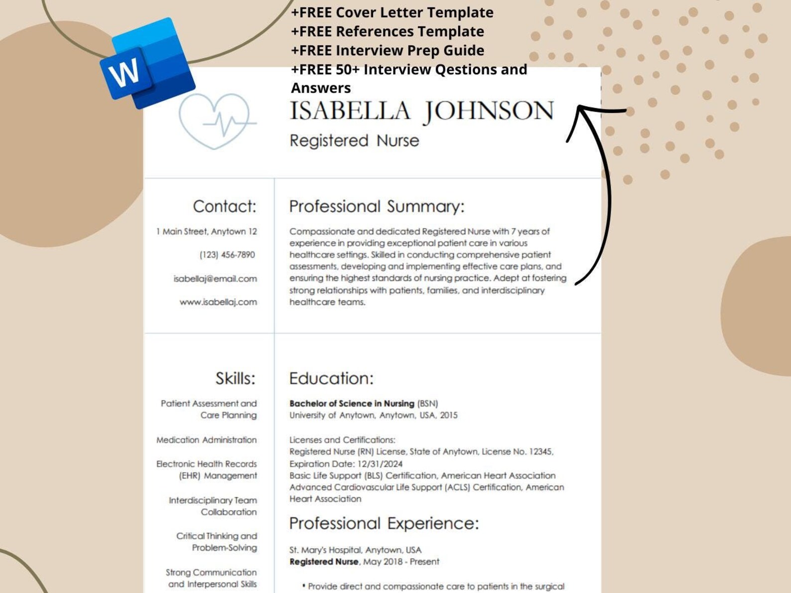 Nurse Resume Template Word Nursing Resume LPN Resume RN Resume Medical ...