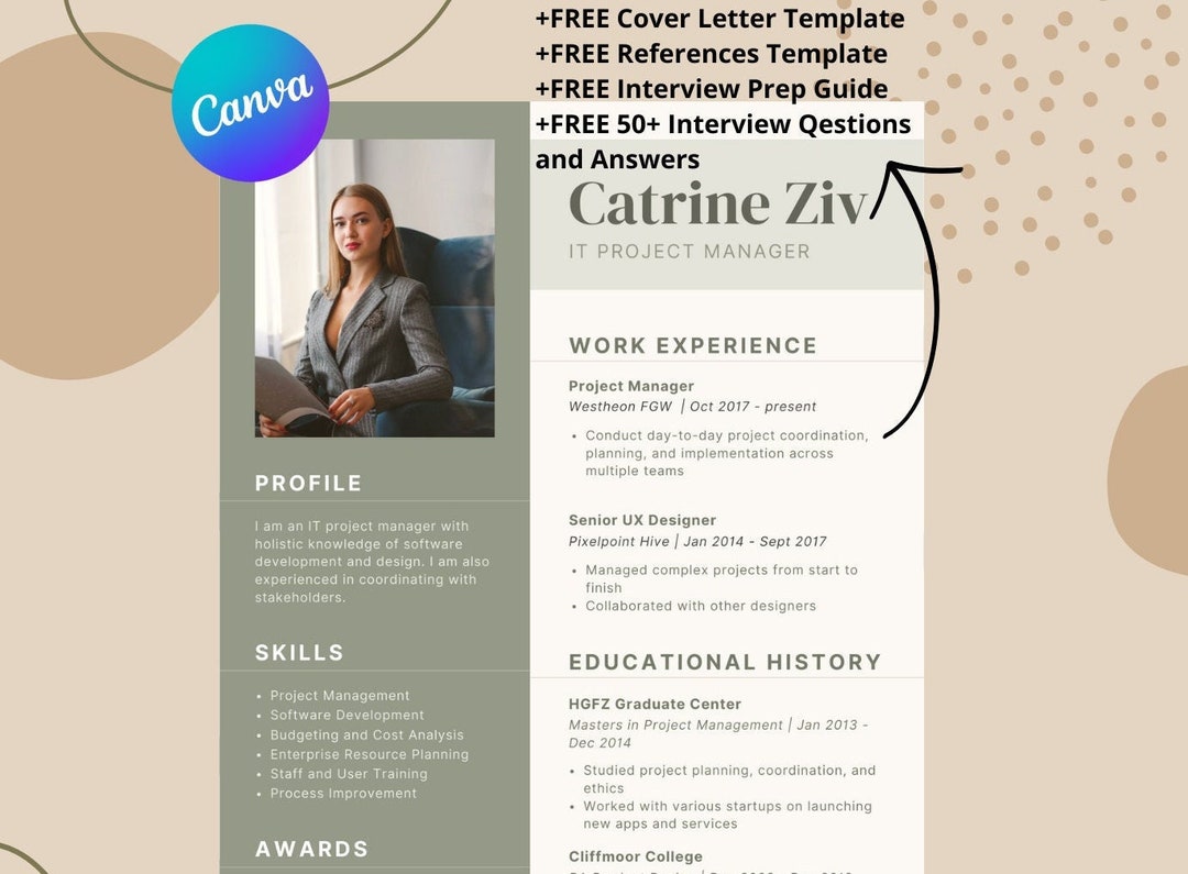 Project Manager Resume Editable CV Form Resume Template With Photo ...