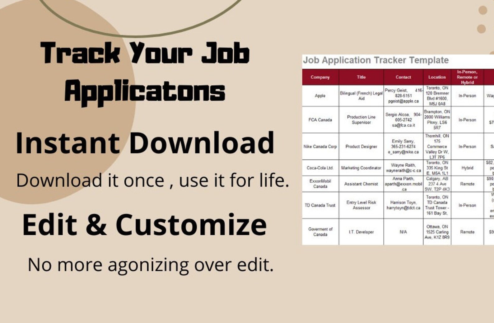Job Tracker Template Job Application Tracker Job Tracker Excel Job ...
