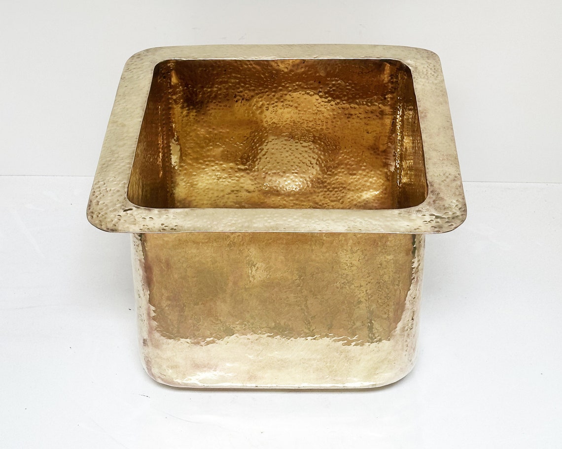 Unlacquered Hammered Brass Undermount Kitchen Sink With Drain - Etsy