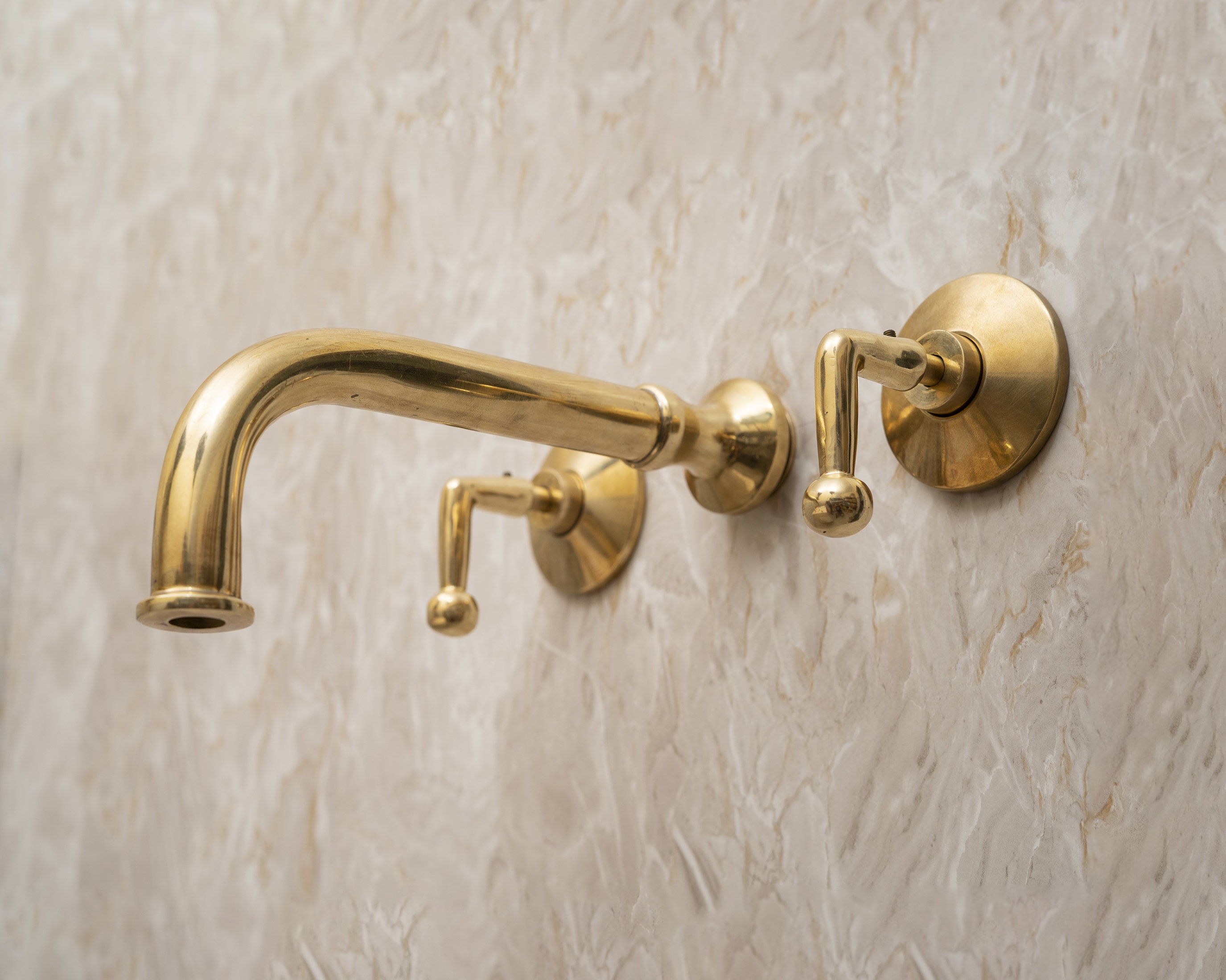 Bathroom Vanity Faucet With Lever Handle, Unlacquered Brass Bathroom ...