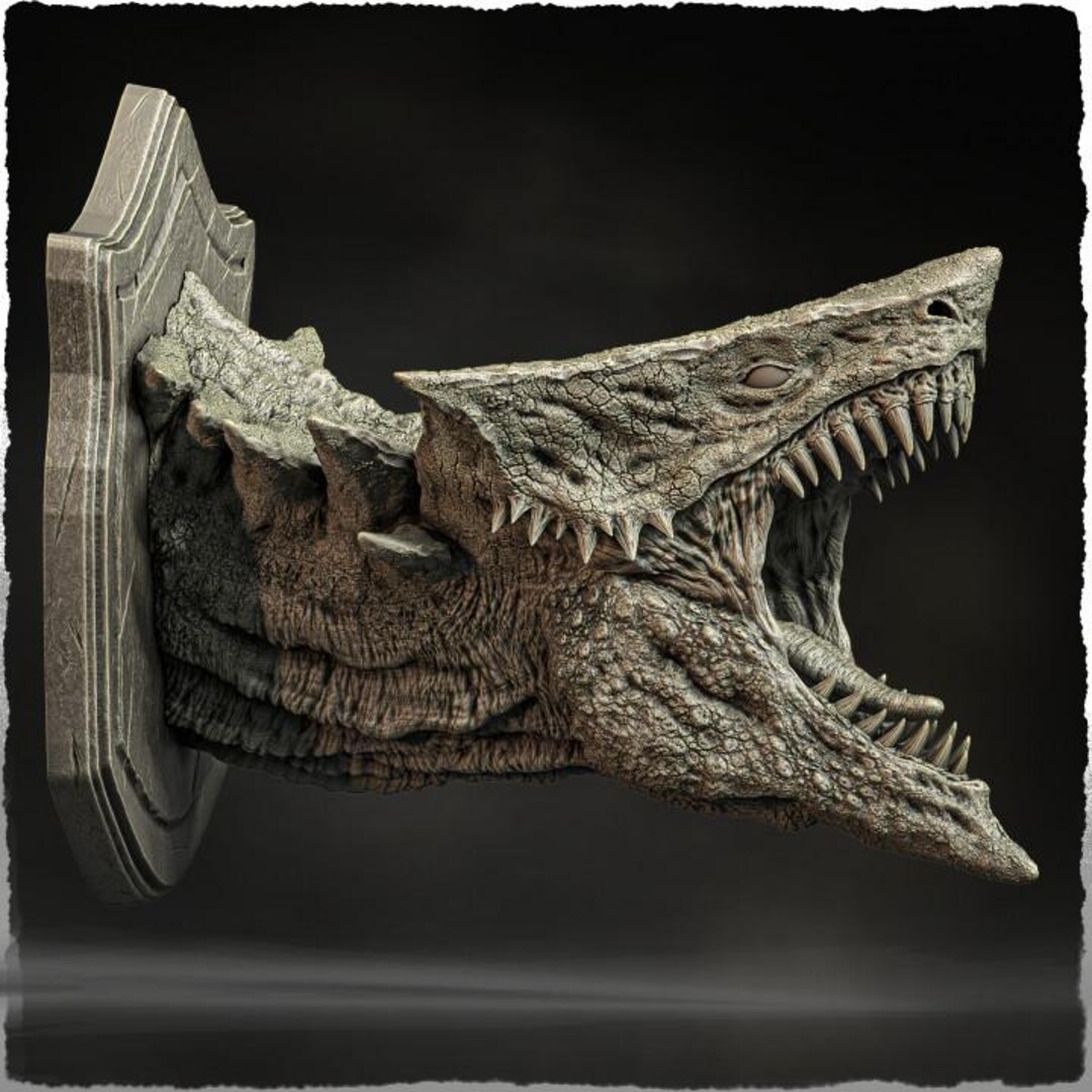 Arrowhead Dragon (head Trophy) - UNPAINTED - Evox Arts - Etsy