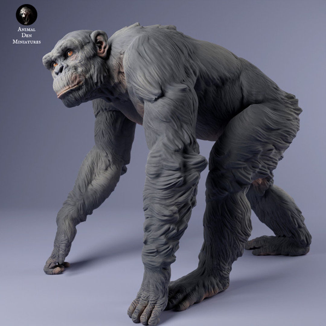 Common Chimpanzee - UNPAINTED 3D Resin Figure - Animal Den Miniatures ...