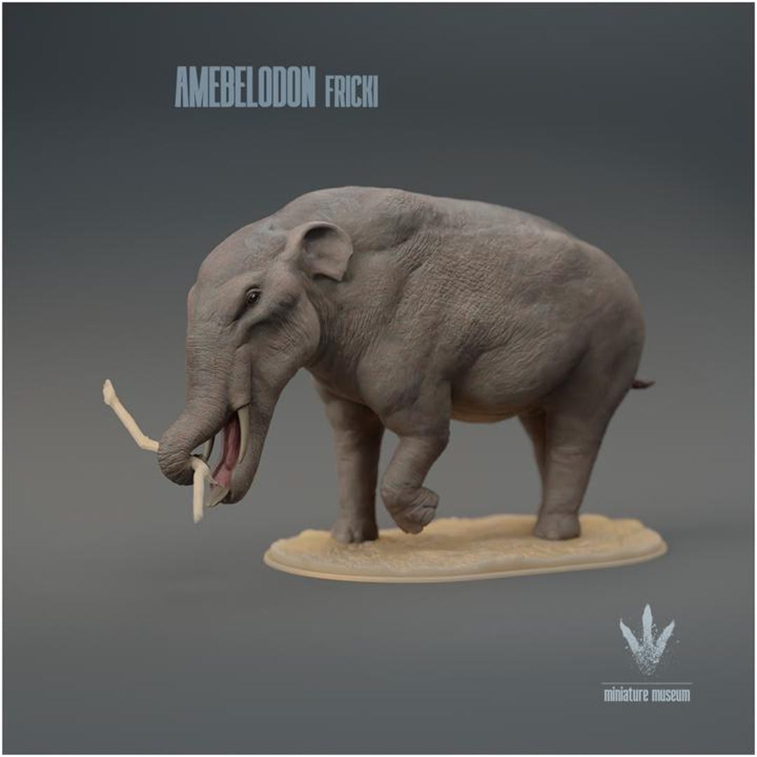Amebelodon Fricki : Feeding - UNPAINTED 3D Resin Figure - Miniature ...