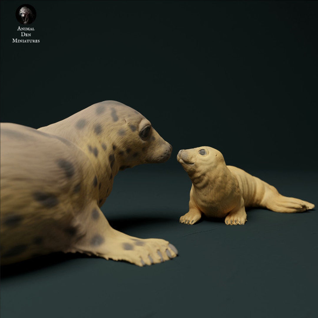 Grey Seal Female and Pup- UNPAINTED 3D Resin Figure - Animal Den ...