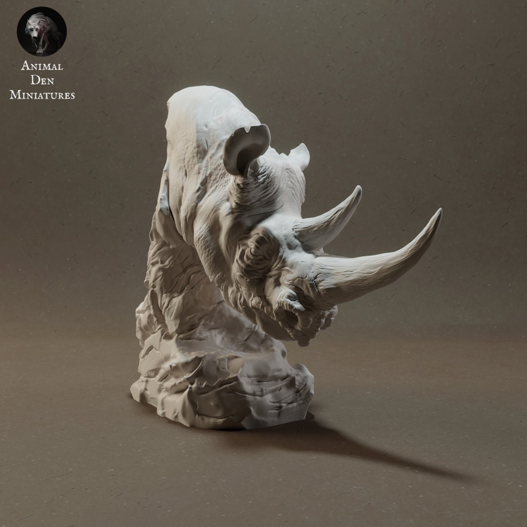 Black Rhino Bust - Animal Den Miniatures - Etsy