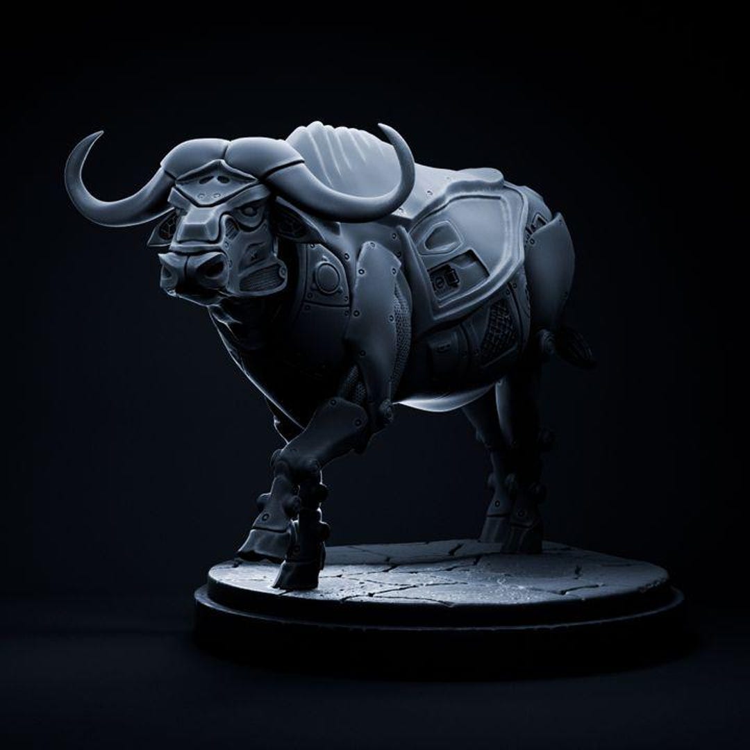 Cape Buffalo Mecha Robot - UNPAINTED - Dino and Dog Miniatures - Etsy